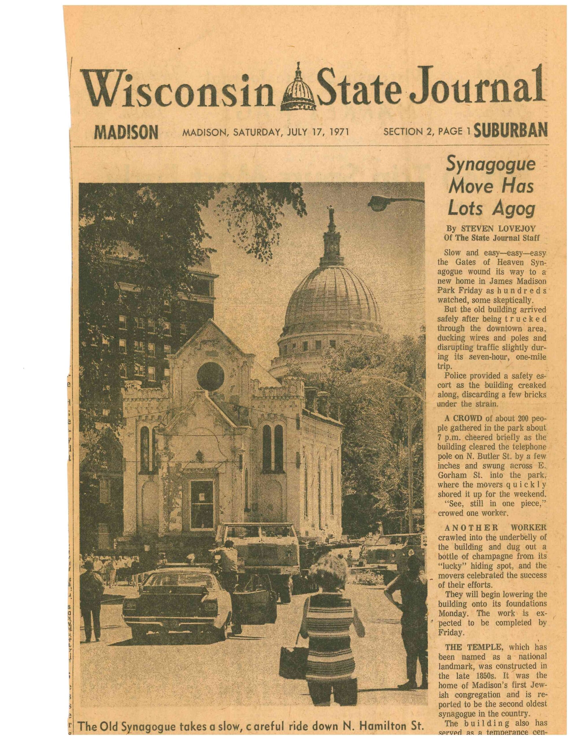 Moving Day: A Wisconsin Synagogue Takes a Stroll - American Jewish ...