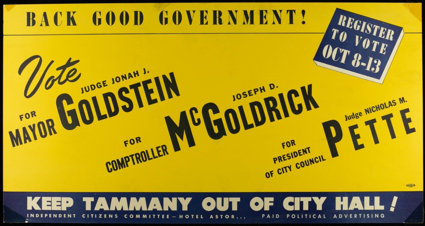 Judge Goldstein for Mayor: The New York City Election of 1945 ...