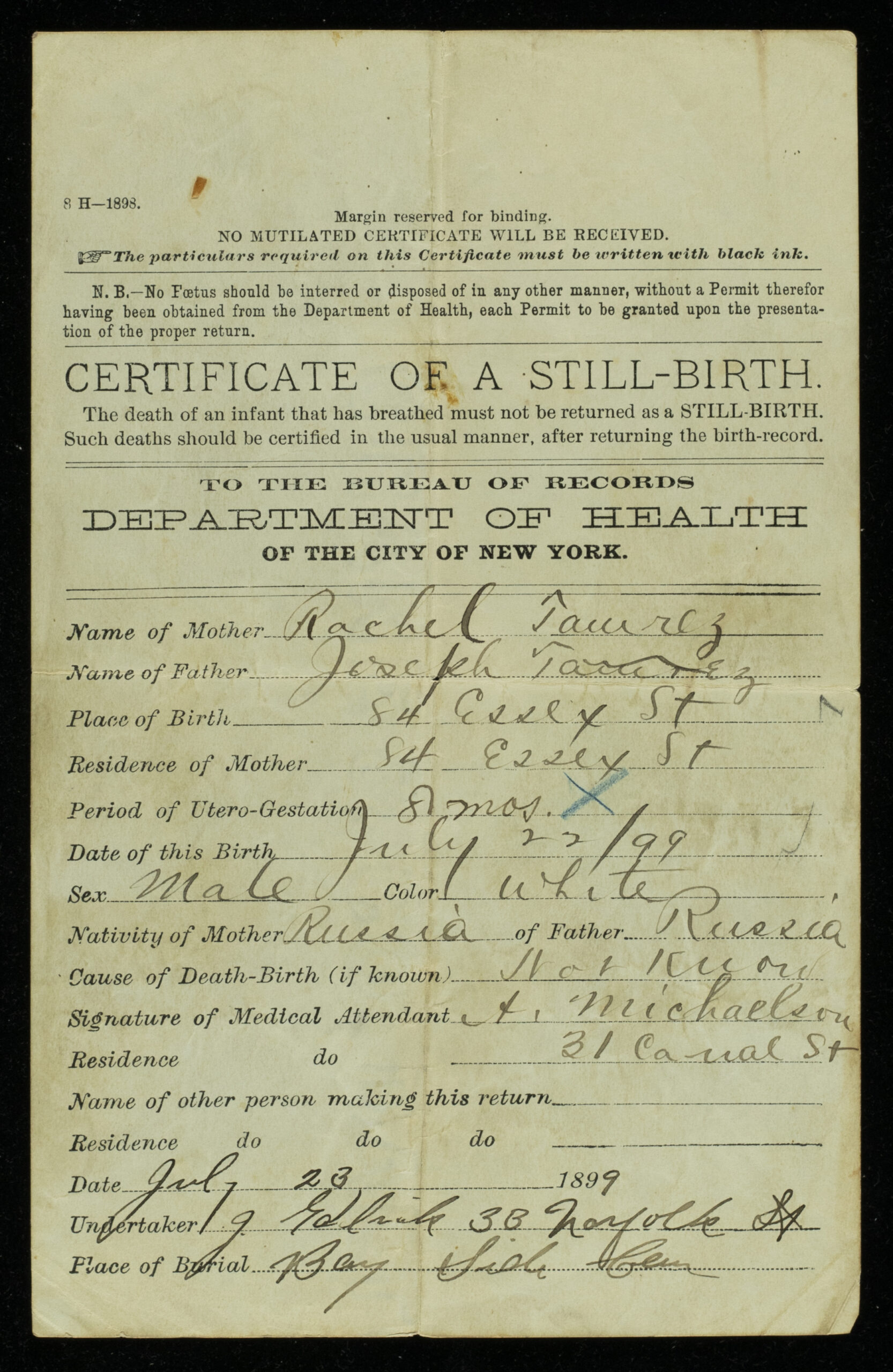 Birth Records of a Jewish Midwife on the Lower East Side - American ...