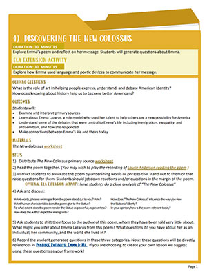 Emma Lazarus Project Curriculum - American Jewish Historical Society